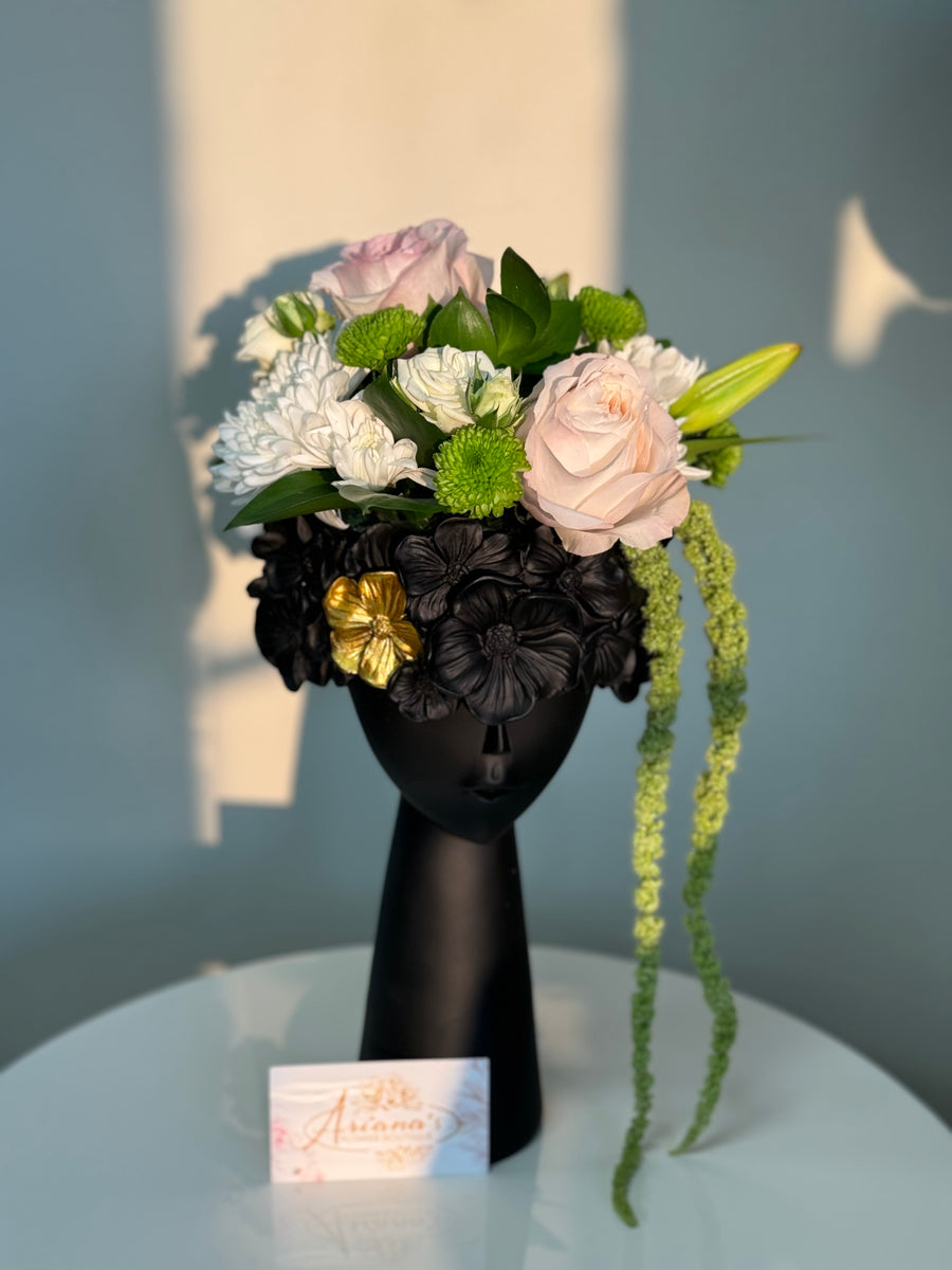 Blooming out of flower head vase – Ariana's Flower Boutique